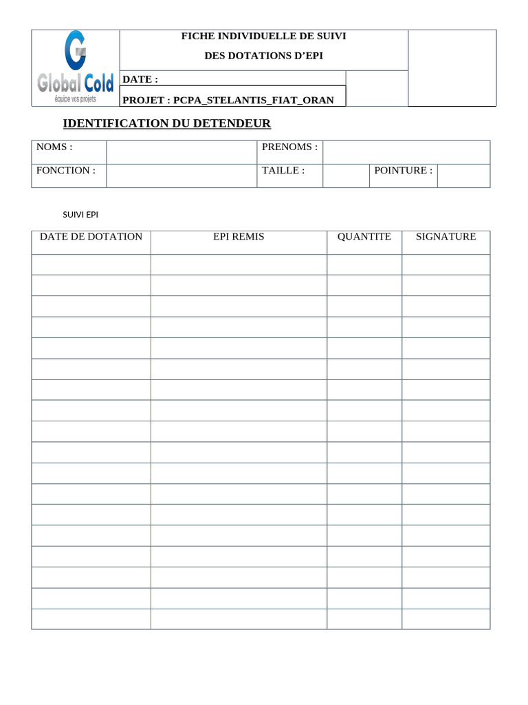 Fiche de Dotation Personnelle Epi | PDF