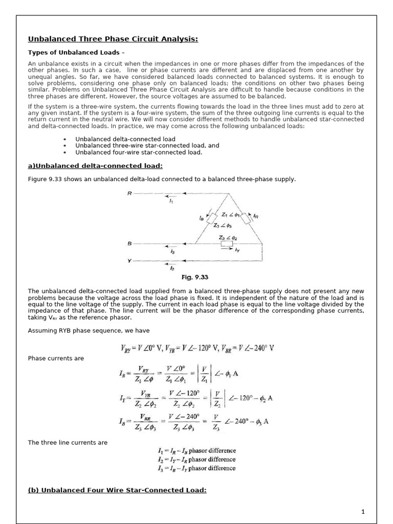 Unbalanced Load Analysis | PDF