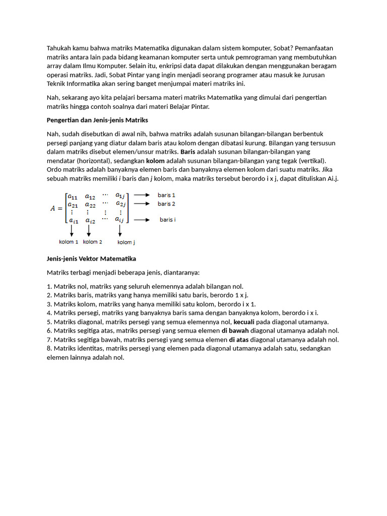 Definisi Matriks | PDF