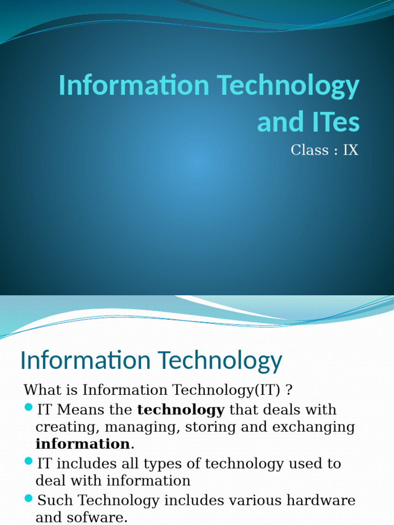 Class 9 - Part B - Unit 1 - Information Technology and ITes | PDF
