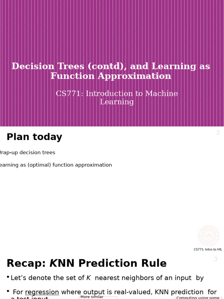 Decision Trees (Contd), and Learning As Function Approximation | PDF
