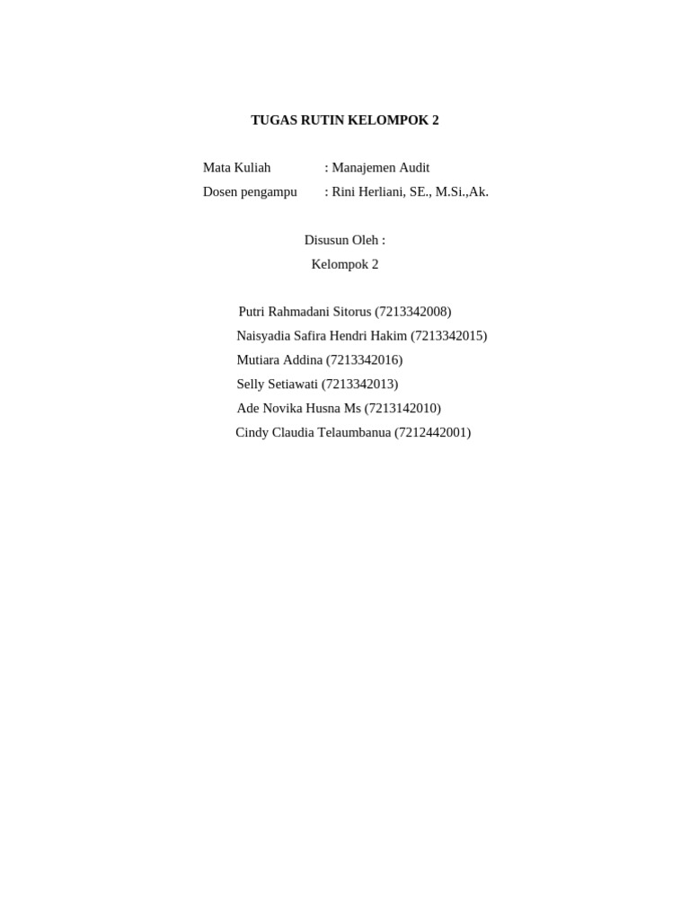 Hasil Diskusi Manajemen Audit KEL2 | PDF