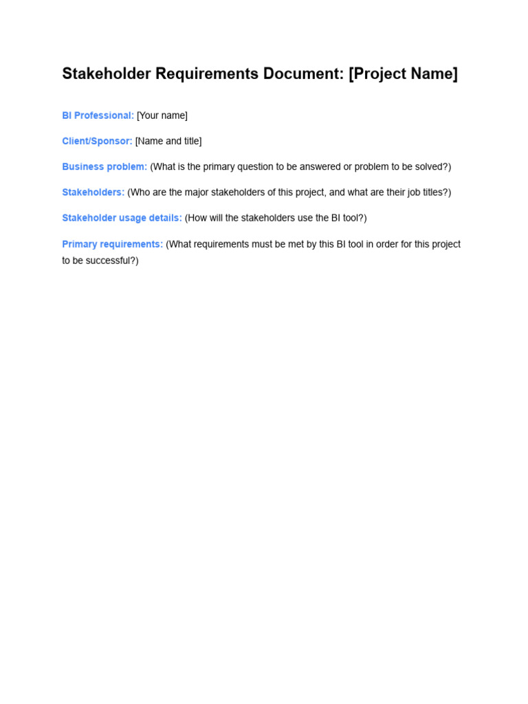 Activity Template- Stakeholder Requirements Document | PDF