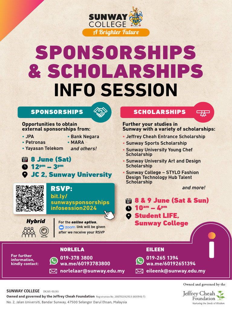 Sunway College Sponsorships & Scholarships Info Session 2024 E-Leaflet ...
