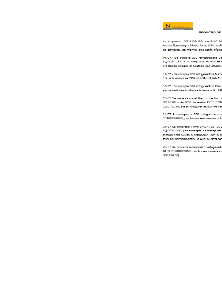 Registro de Compras-Caso Práctico | PDF