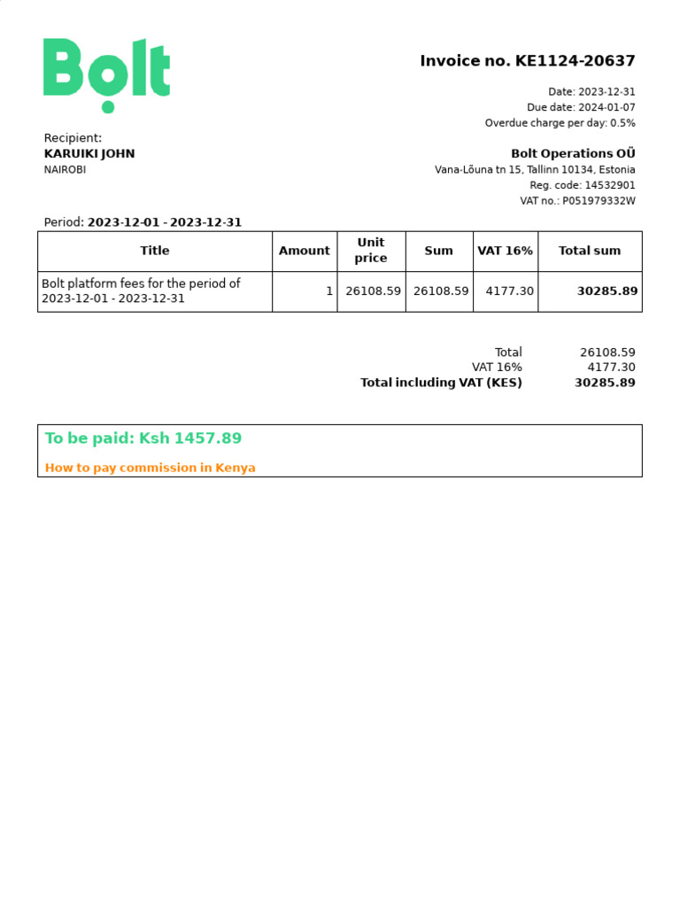 Bolt - Invoices - KE1124-20637 | PDF