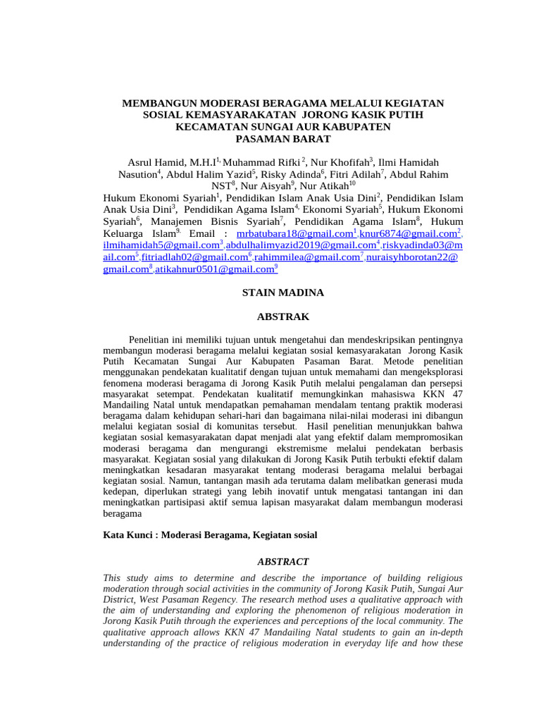 Jurnal Ilmi Hamidah (KKN 47 Stain) | PDF