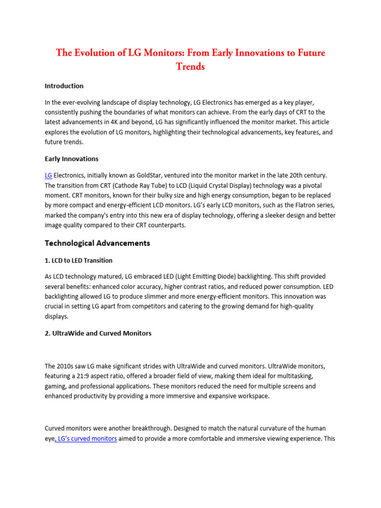 The Evolution of LG Monitors | PDF | Computer Monitor | Technology ...