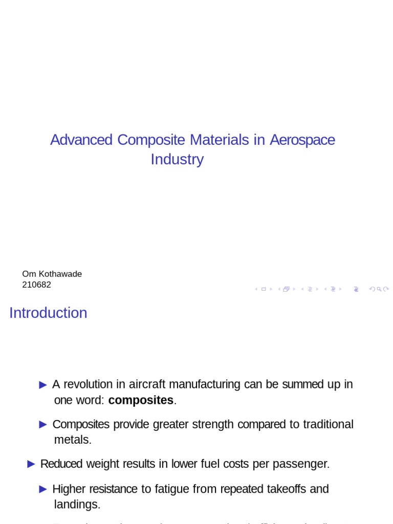 Advanced Composite Materials in Aerospace Industry: Om Kothawade 210682 ...