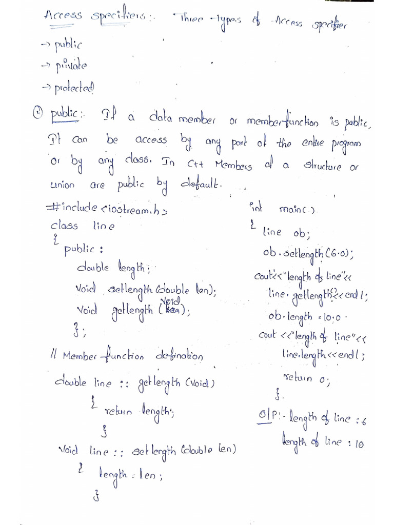 Access Specifiers C Pdf