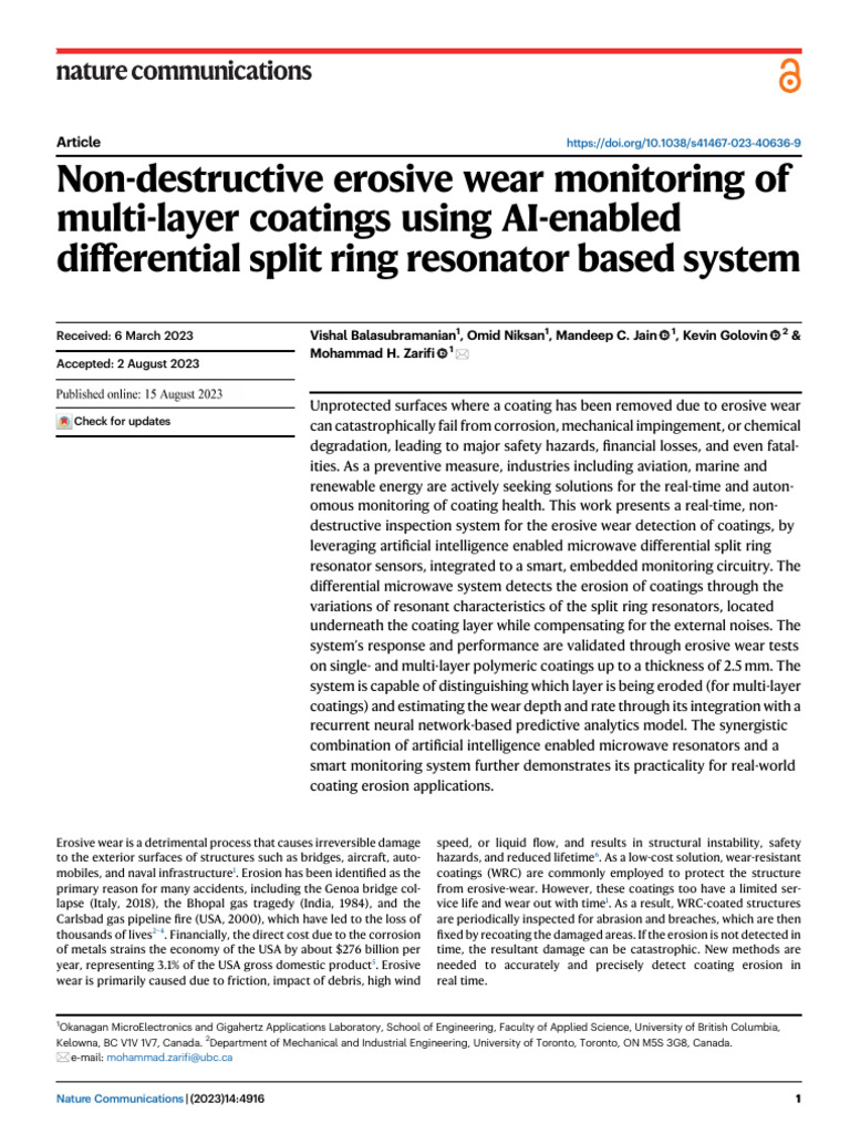 Non-Destructive Erosive Wear Monitoring of Multi-Layer Coatings Using ...