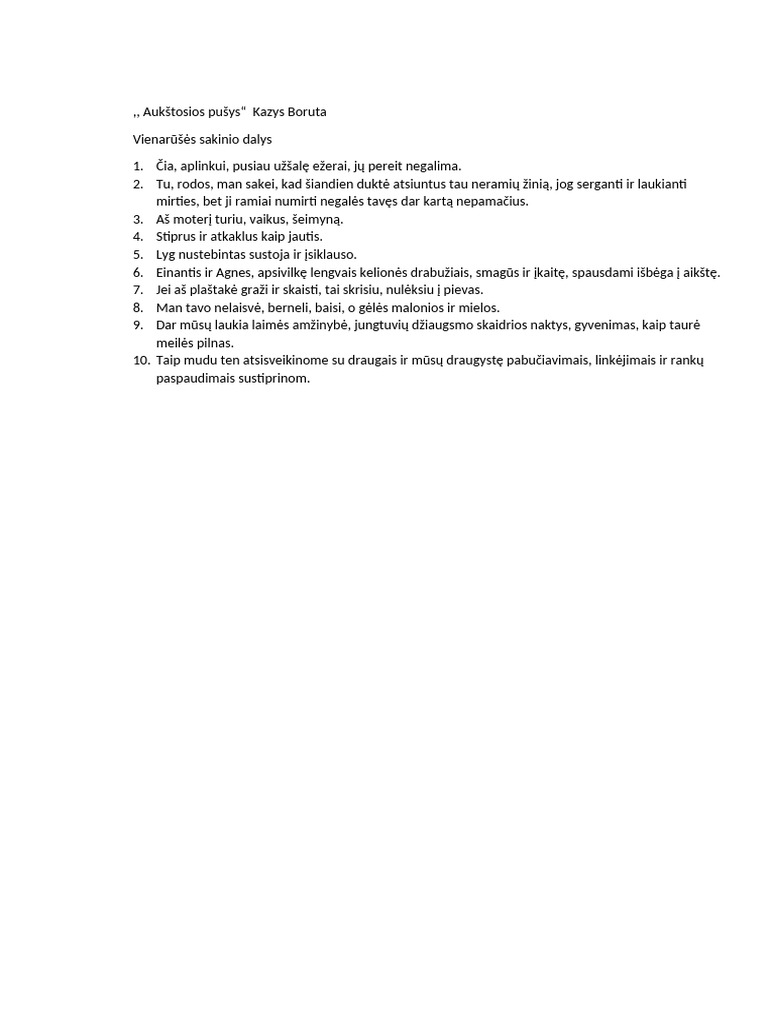 Word Sakiniai Vienarūšės Sakinio Dalys | PDF