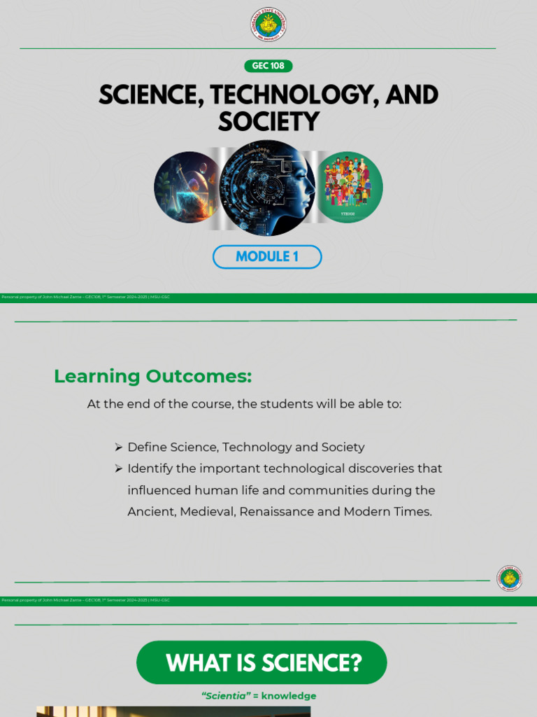 Module 1 - Development of Science & Technology Throughout History | PDF