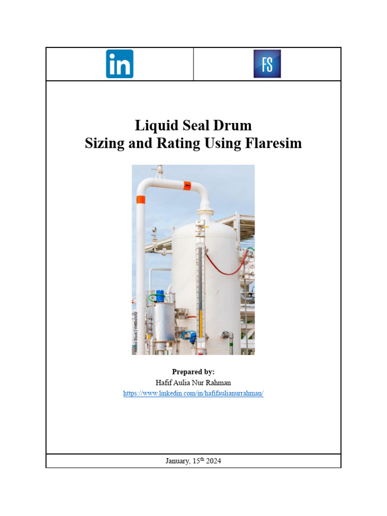 Liquid Seal Drum Sizing and Rating Using Flaresim | PDF