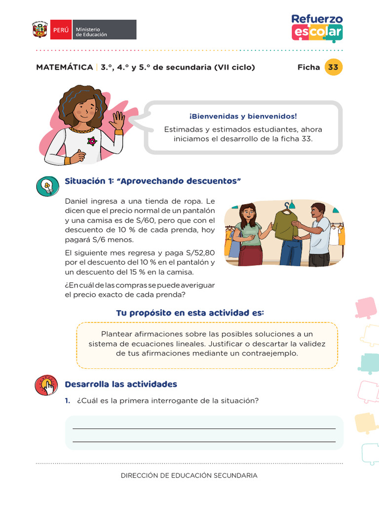 Ficha 33 - Minedu | PDF | Ecuaciones | Triángulo
