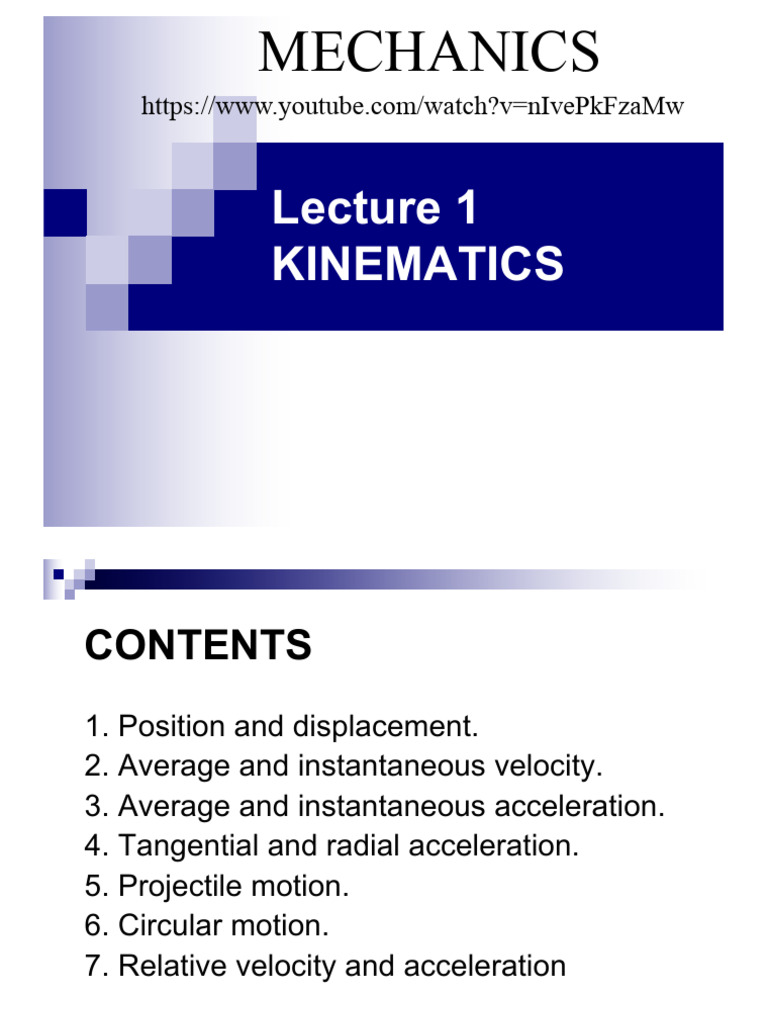 1.lecture 1 - Kinematics (Updated) | PDF