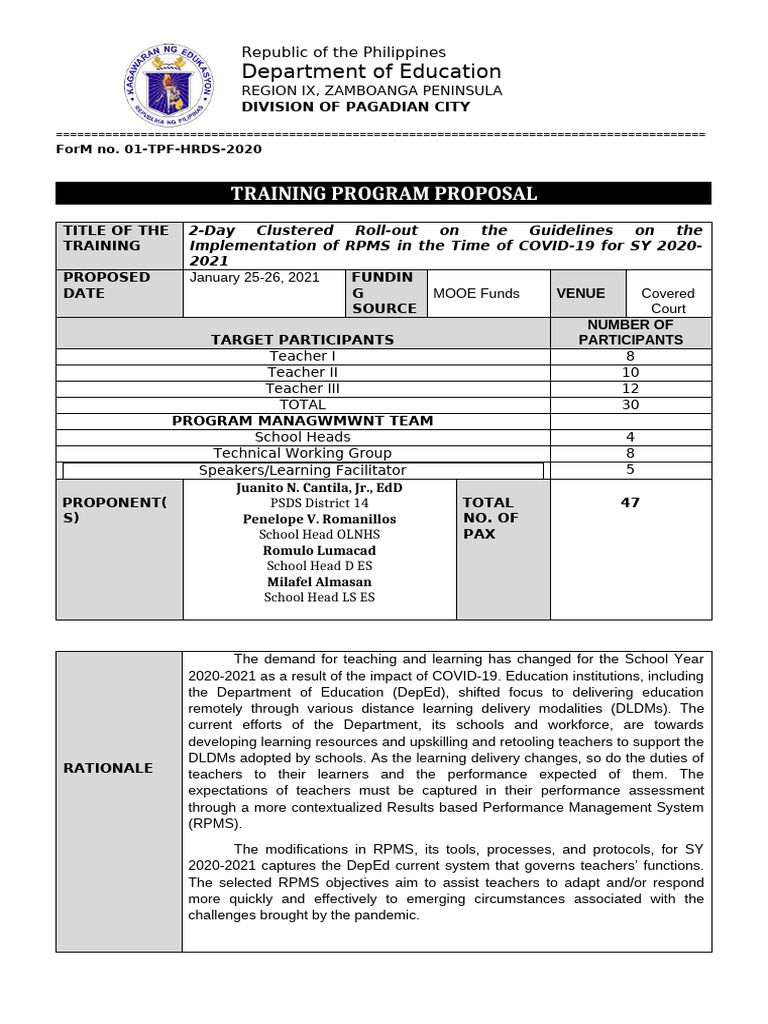 Cluster Roll Out Proposal 2021 | PDF