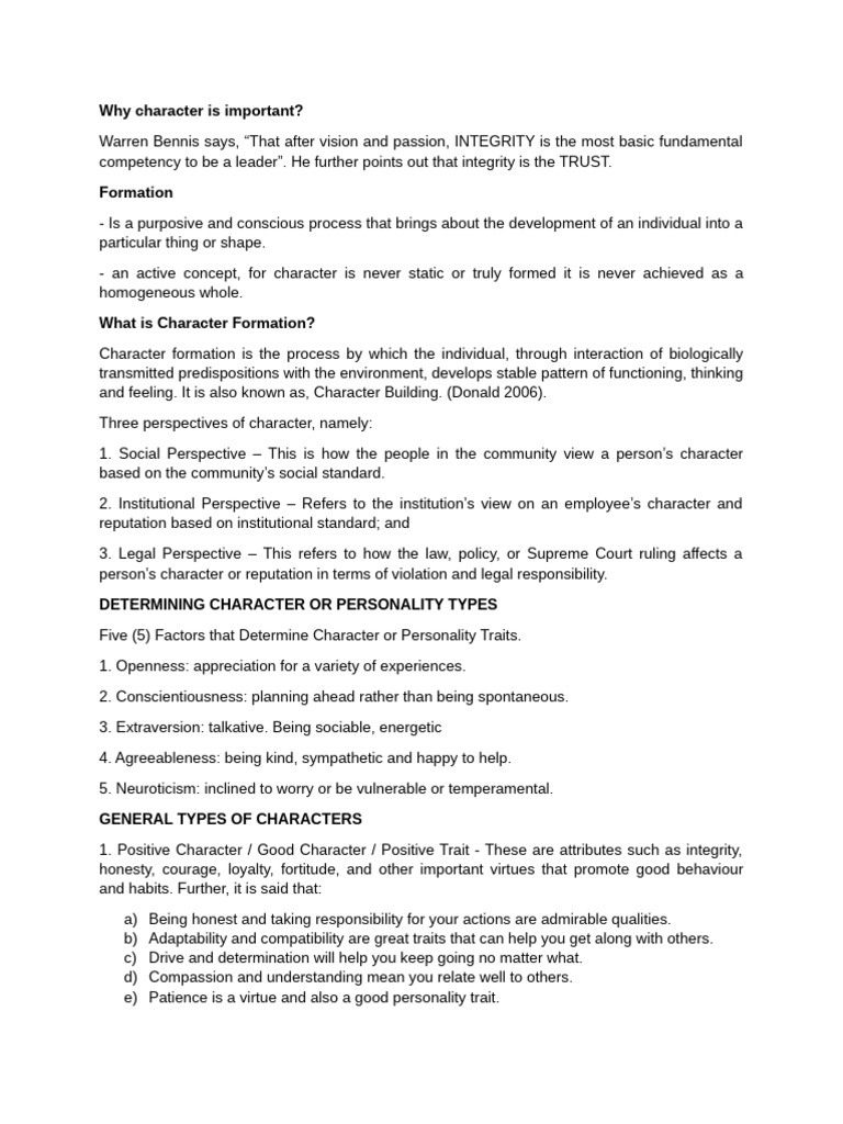 Why Character Is Important | PDF