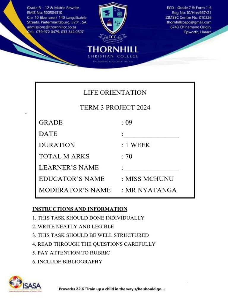 GRADE 9 LO Project Memo and QP | PDF