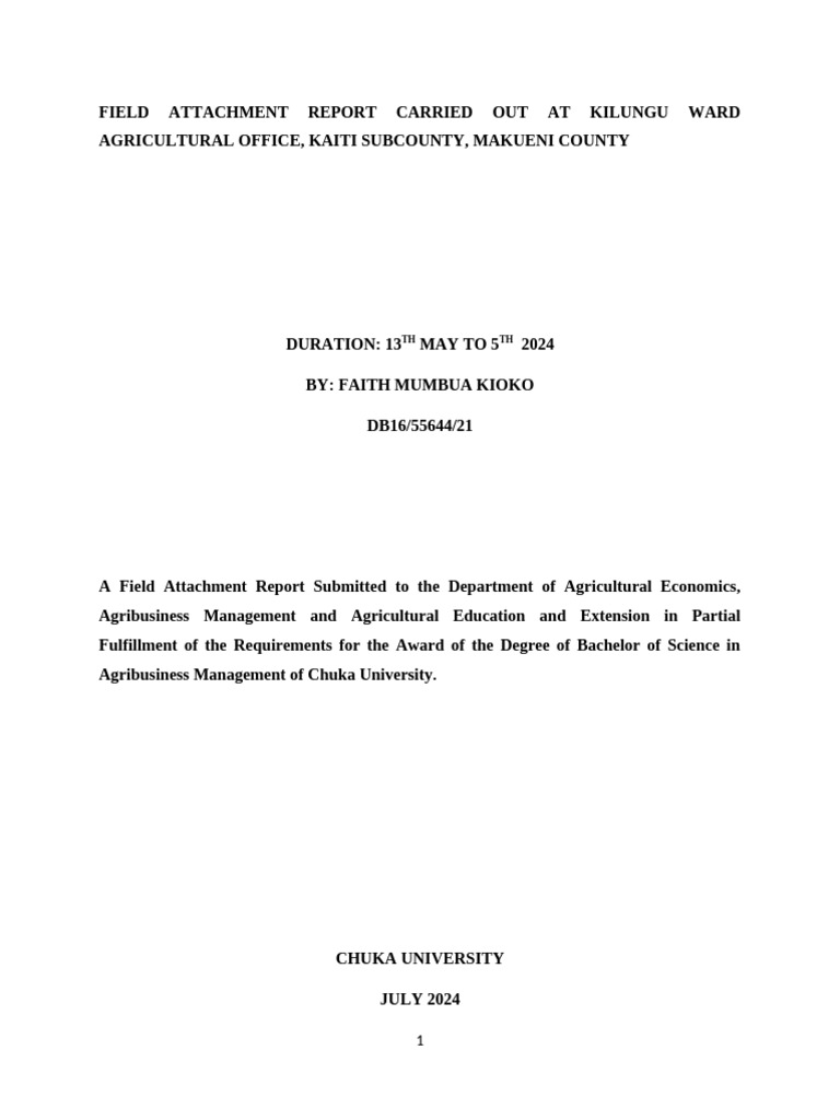Field Attachment Report by Faith Kioko | PDF | Poultry Farming ...