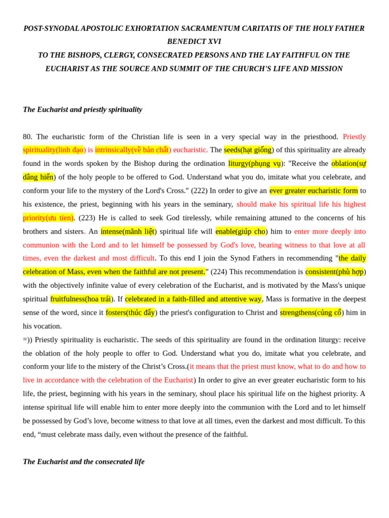 Sacramentum Caritatis | PDF