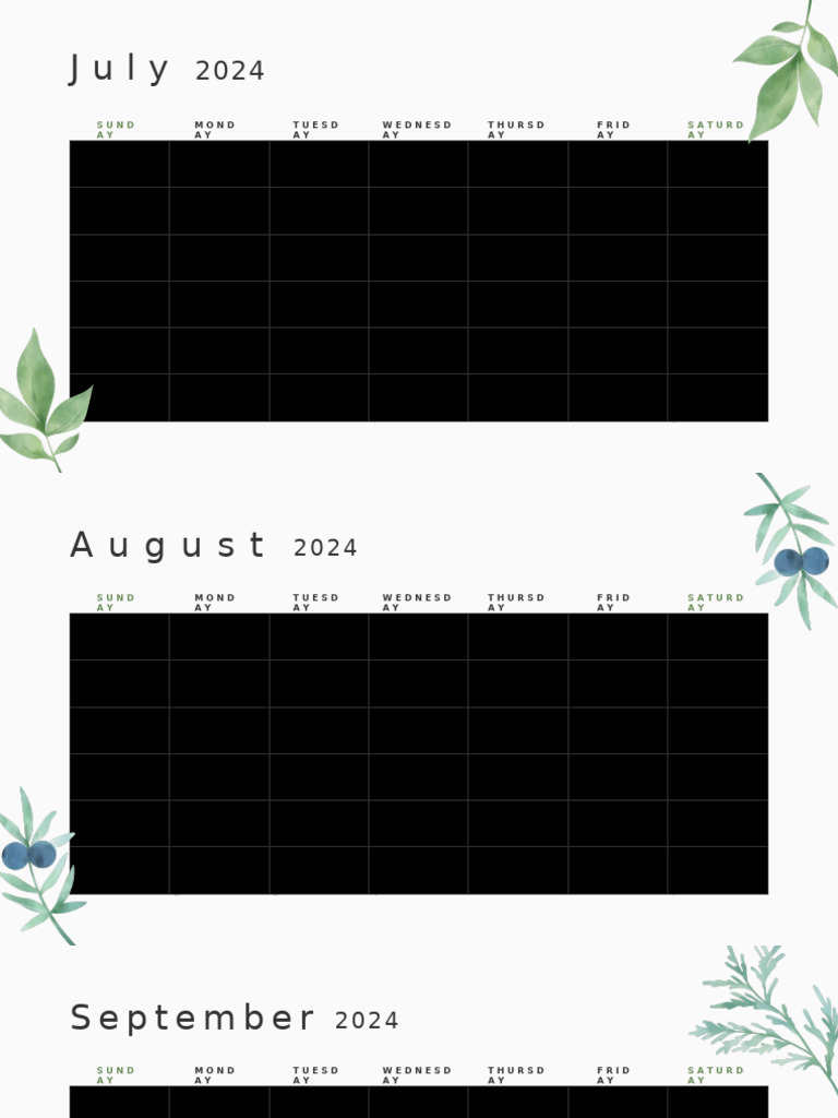 Green Simple Minimalist Monthly Calendar | PDF