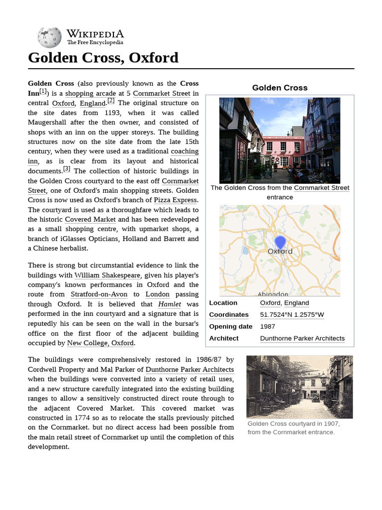 Golden Cross, Oxford | PDF