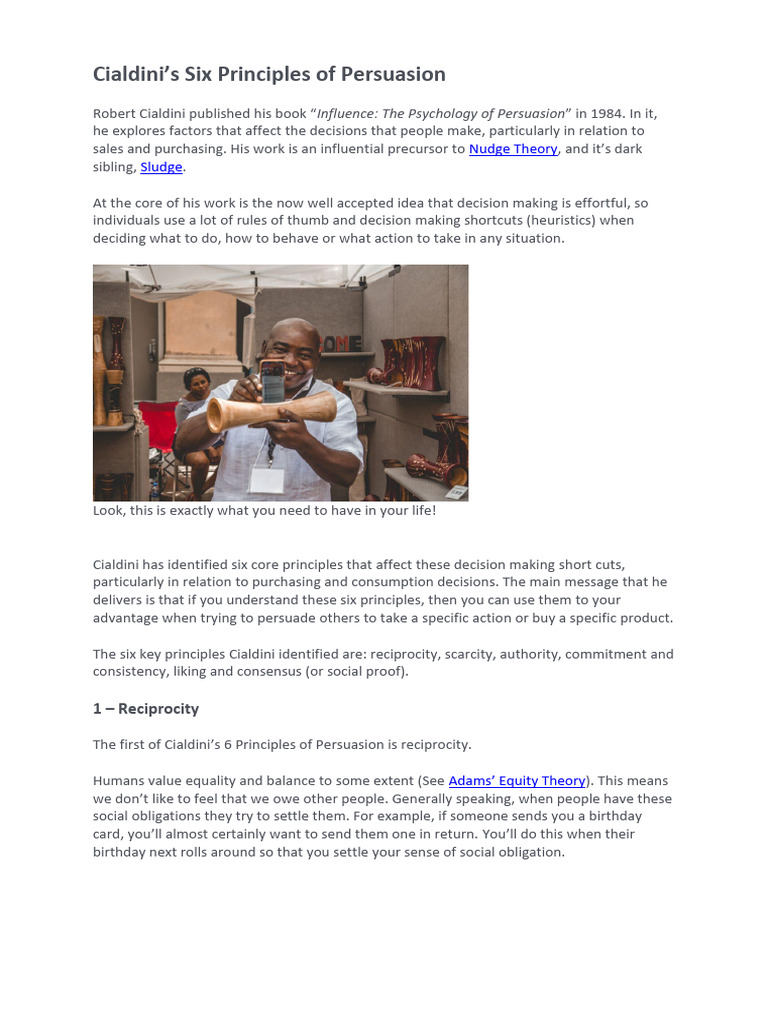 Cialdini Principles of Persuasion | PDF
