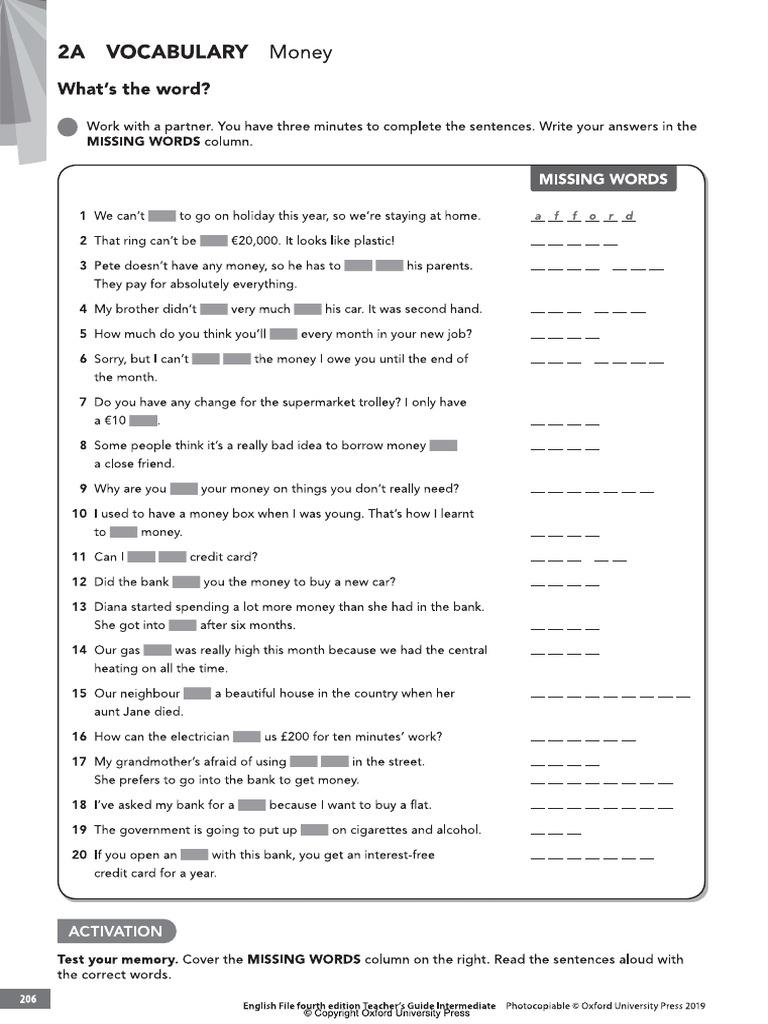 EF B1 Money Vocabulary Practice | PDF