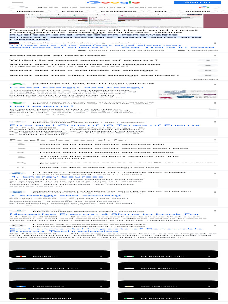 Good and Bad Energy Sources - Google Search | PDF