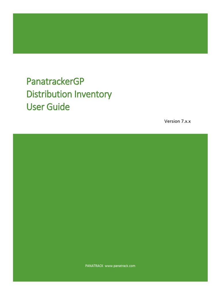 v7 - PanatrackerGP Distribution Inventory User Guide | PDF