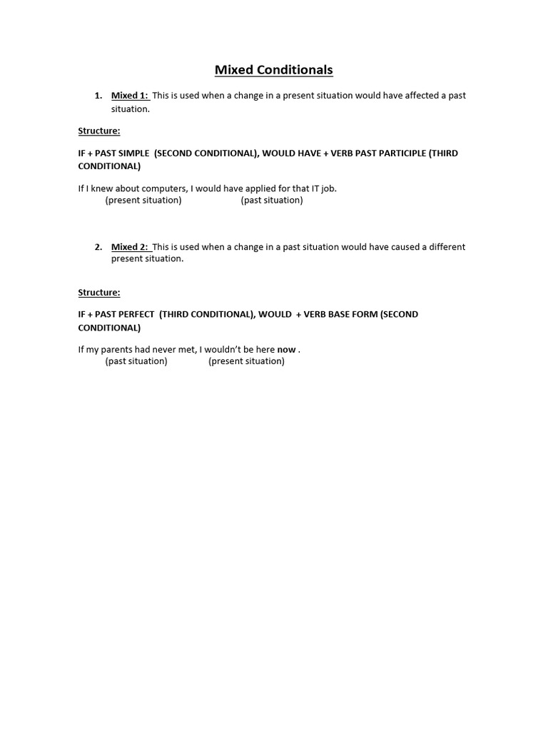 Mixed Conditionals | PDF