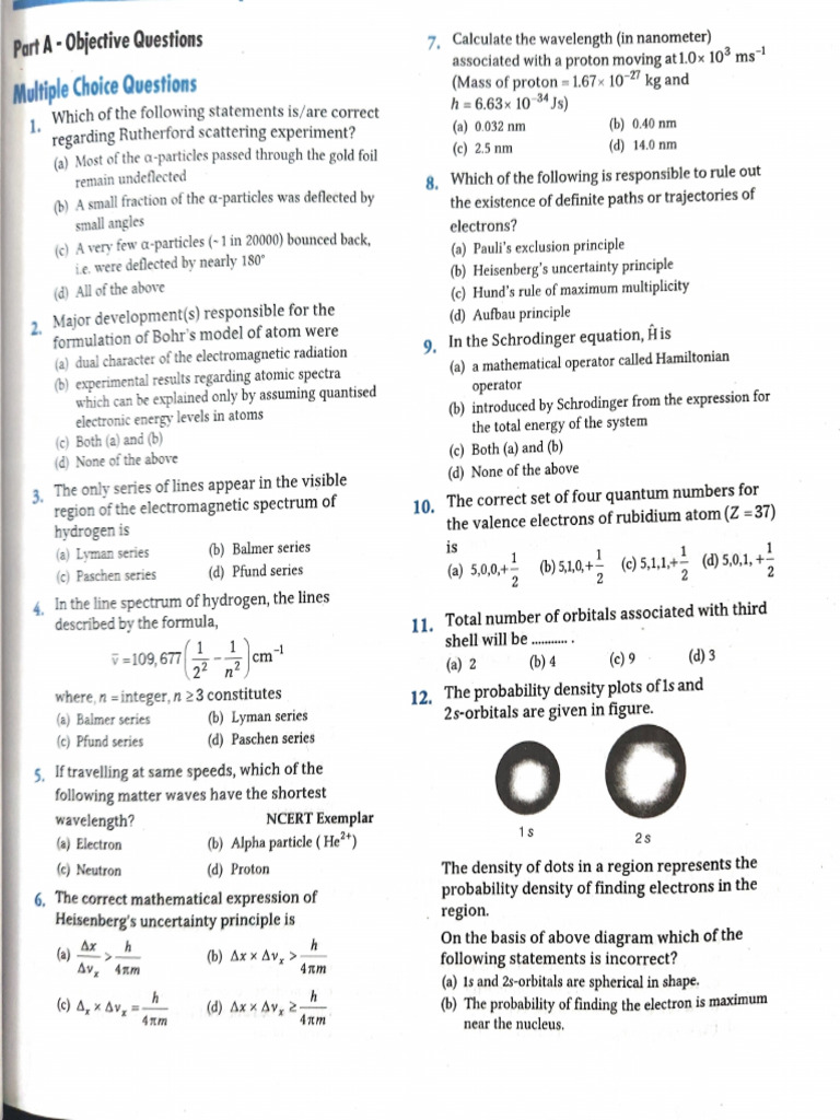 Structure of Atom Extra Questions | PDF