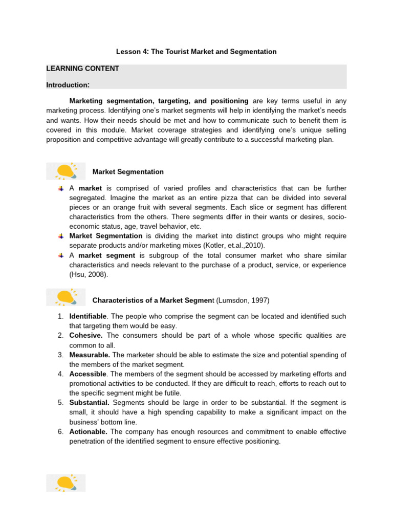 Lesson 4 Market Segmentation and Positioning | PDF | Market Segmentation | Marketing