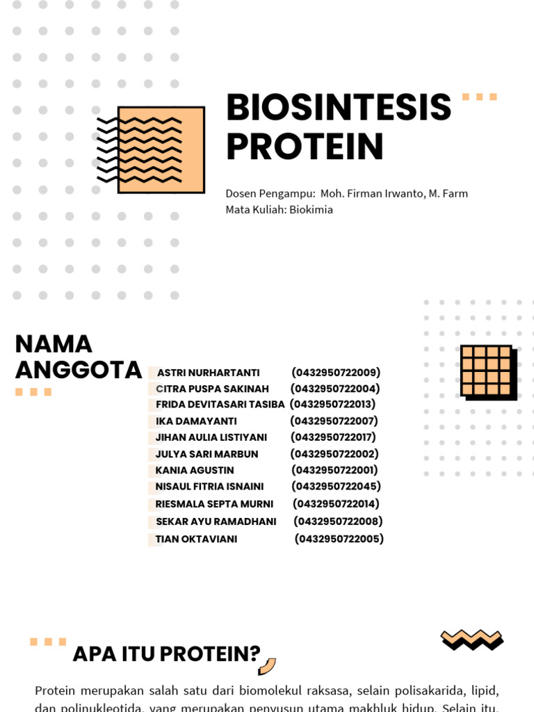 KEL 1_BIOSINTESIS PROTEIN_BIOKIMIA | PDF