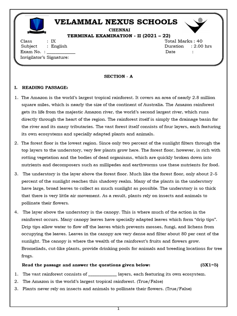 Class IX - English - TE - II | PDF