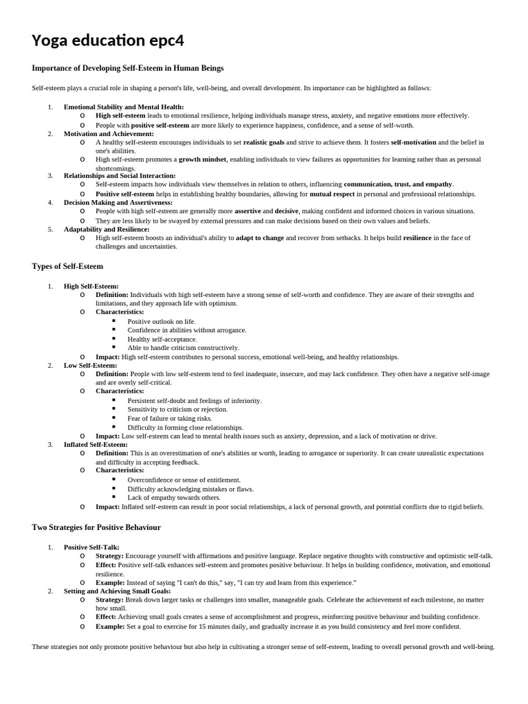 Yoga Education Assignment Epc4 | PDF