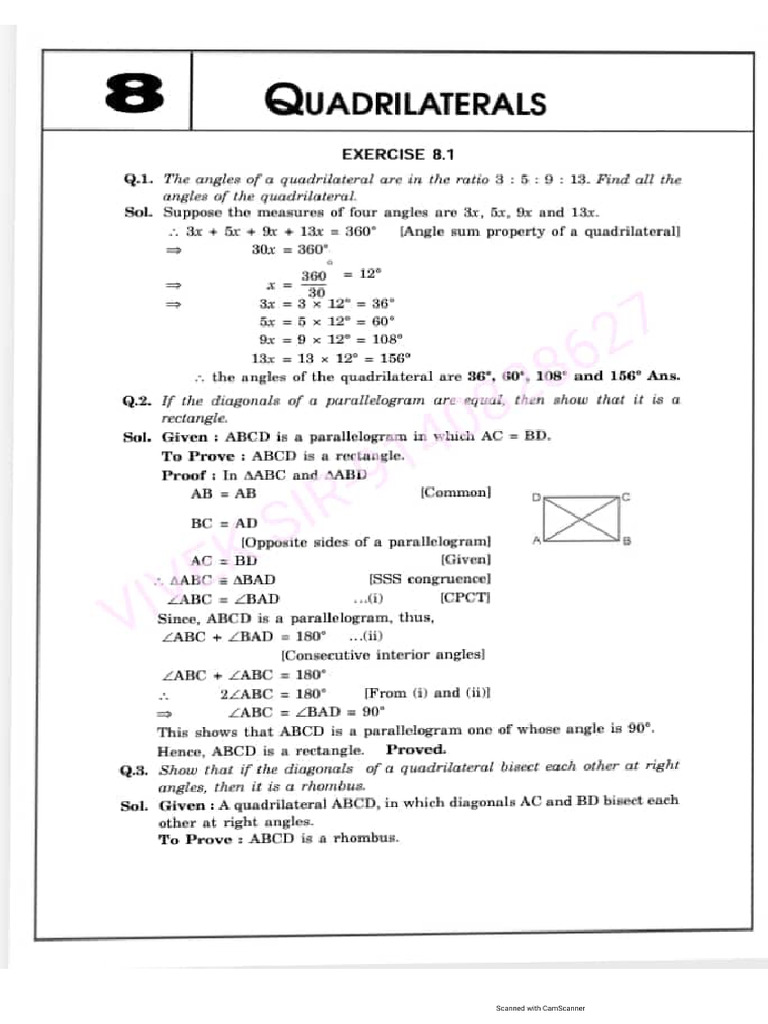 CBSE, Math, Class-9, Chap.-Quadrilateral | PDF