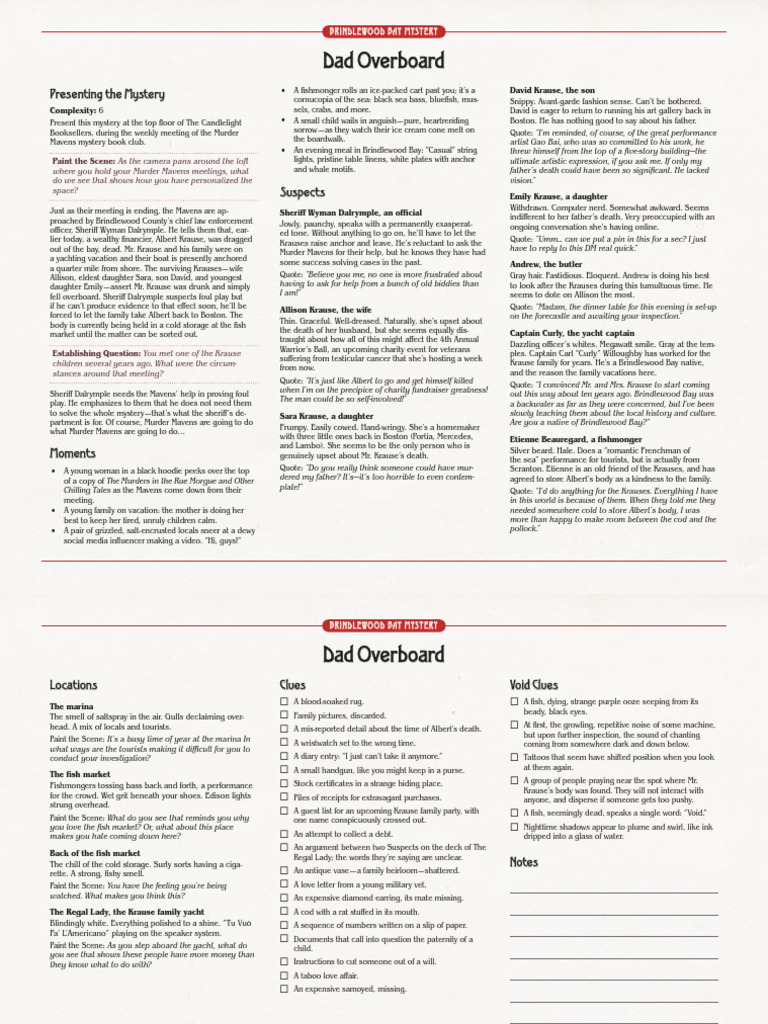 Brindlewood Bay - Mystery Handouts (OEF) (2022!09!15) | PDF