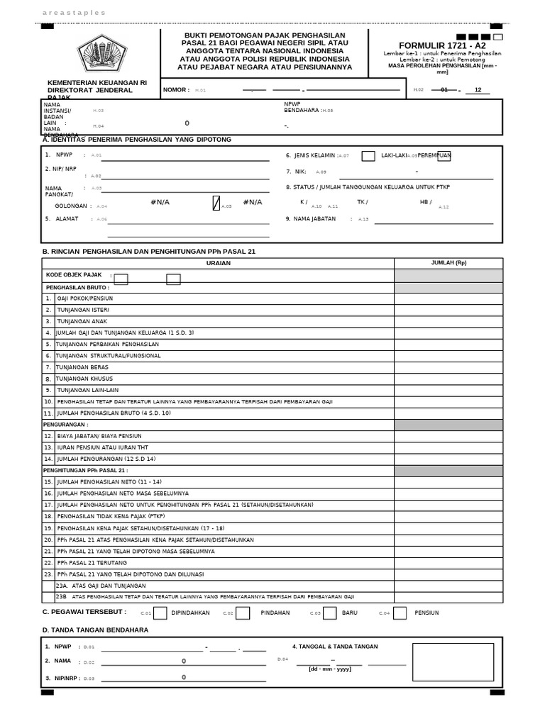 1721 A2 Tahun Pajak 2023 | PDF