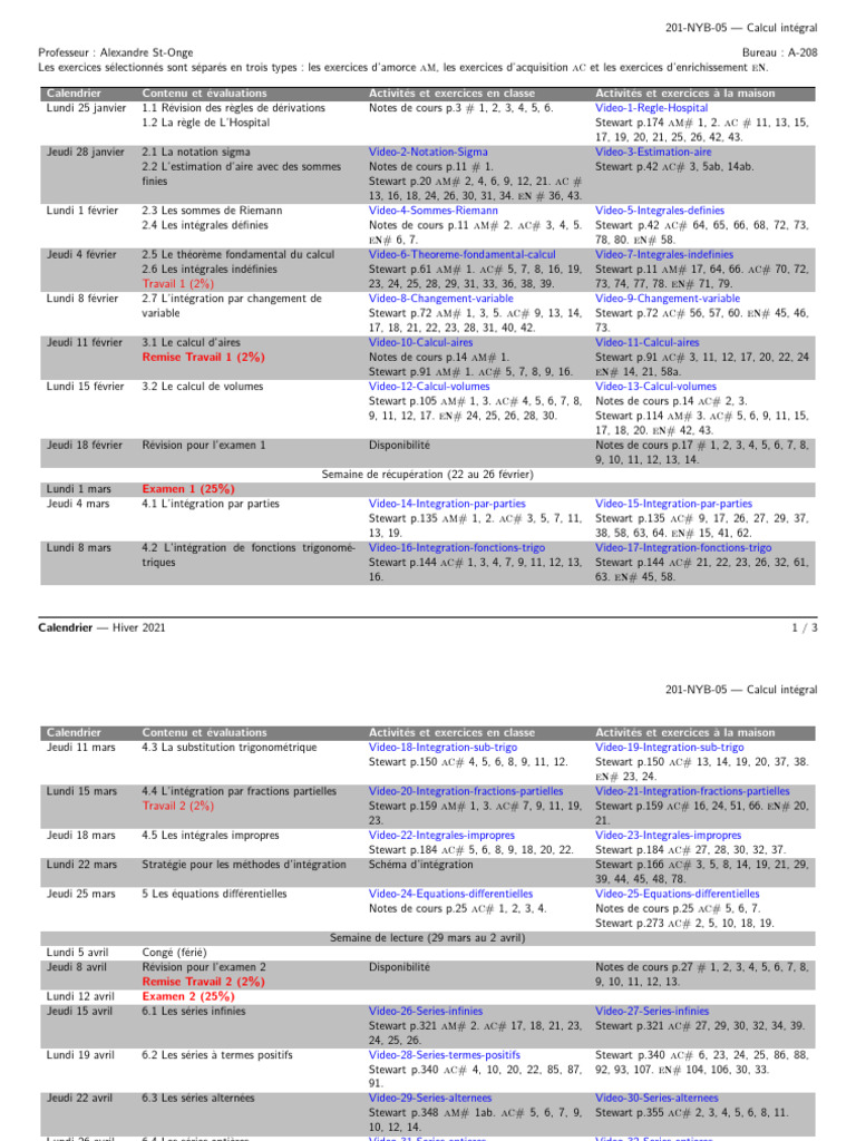 NYB H21 Calendrier | PDF