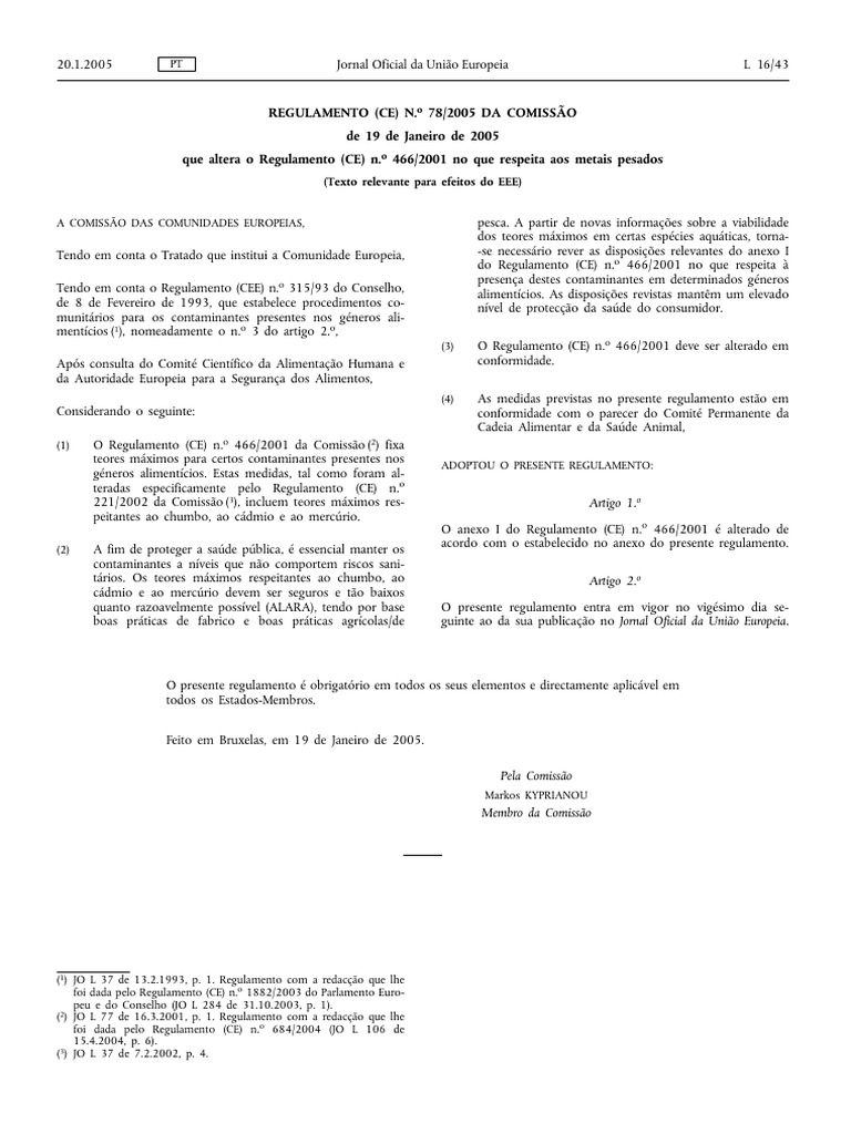 JO Reg 78 05 L016 1901 - Metais Pesados | PDF