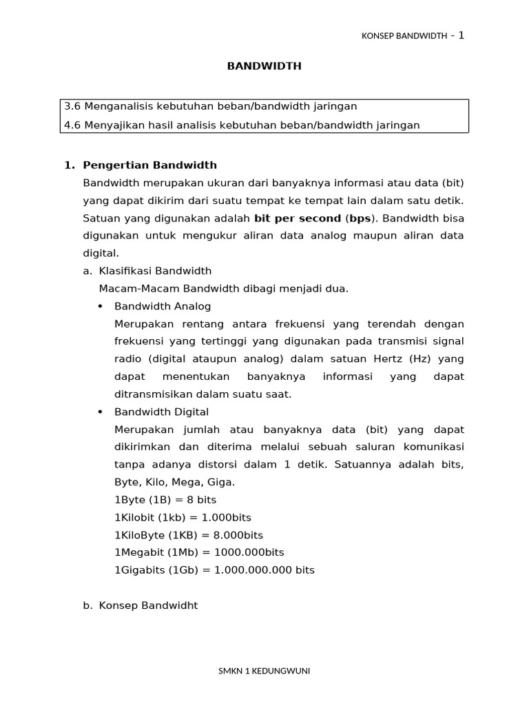 MODUL TLJ Konsep Bandwidth | PDF