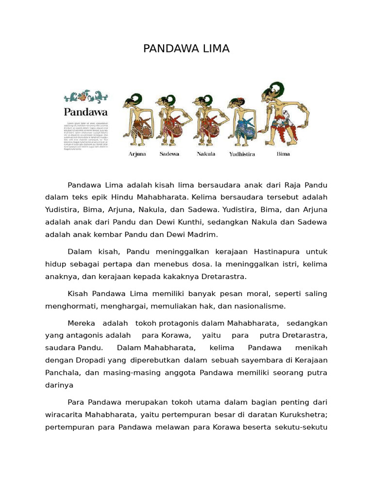 Les Bhs Jawa PANDAWA LIMA | PDF