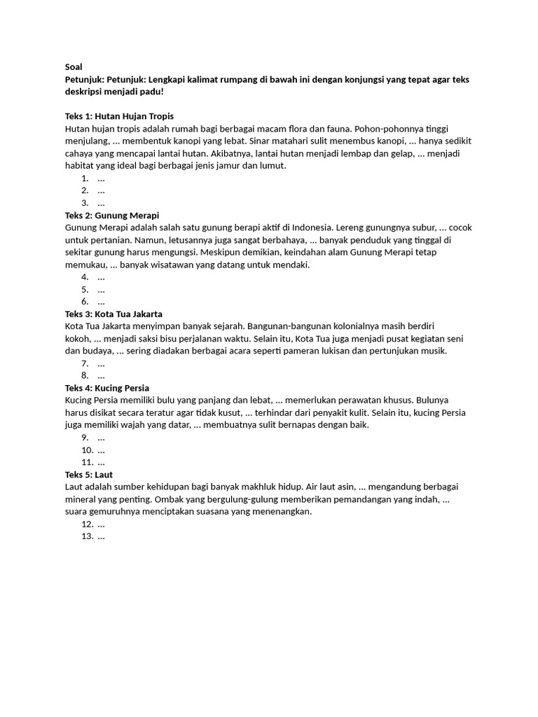 Melengkapi Teks Deskripsi dengan Konjungsi | PDF