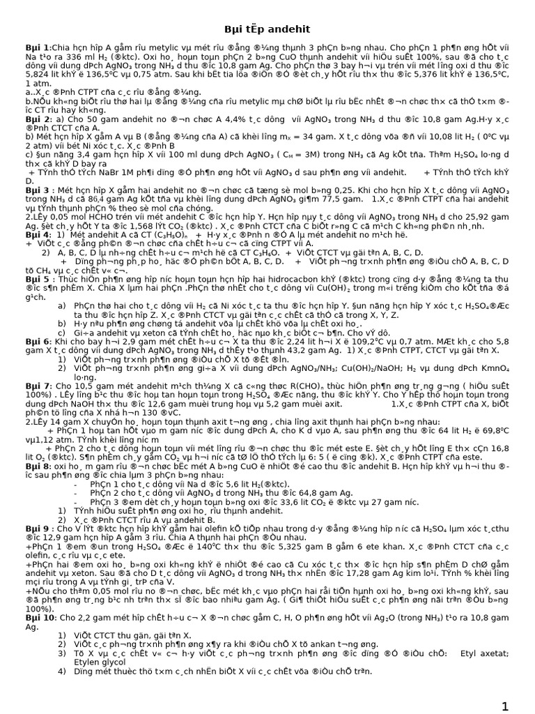 BT Tu Luan Andehit-Xeton | PDF