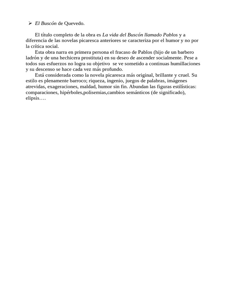 EL BUSCÓN DE QUEVEDO | PDF