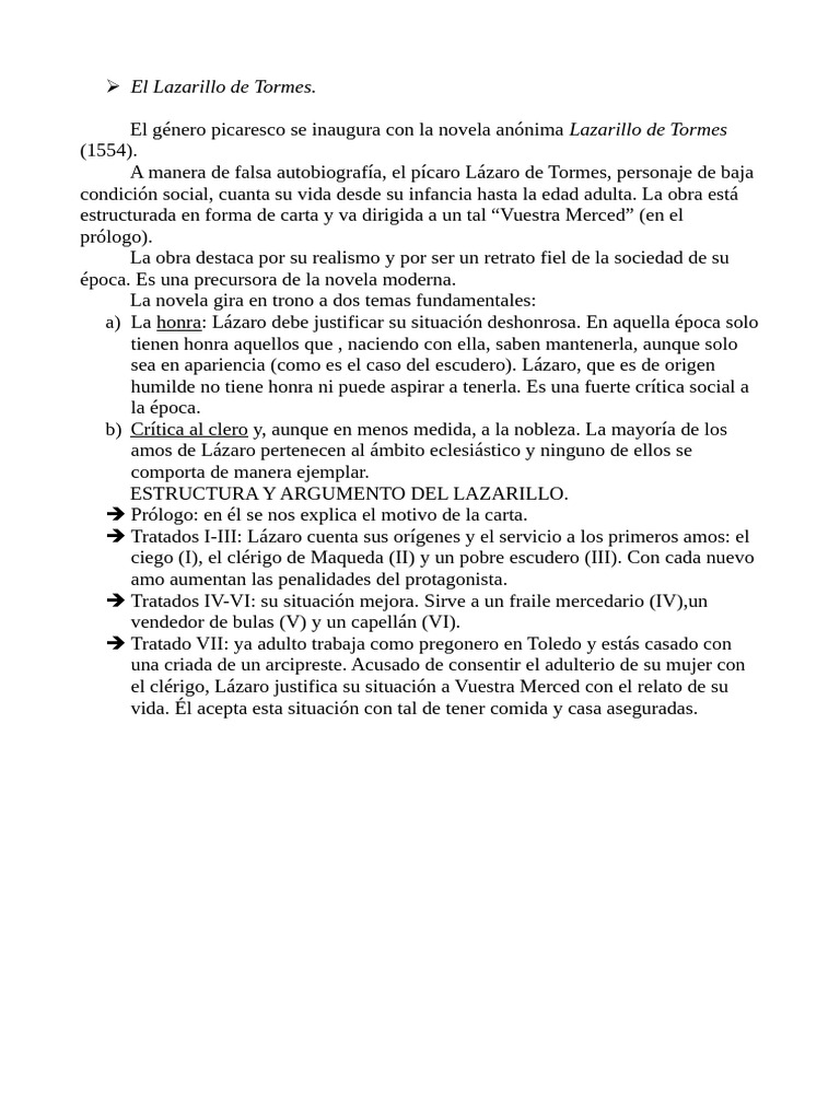 EL LAZARILLO DE TORMES | PDF
