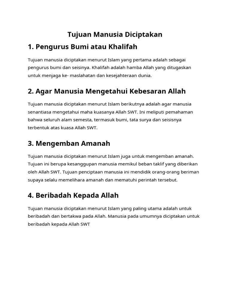 Tujuan Manusia Diciptakan | PDF