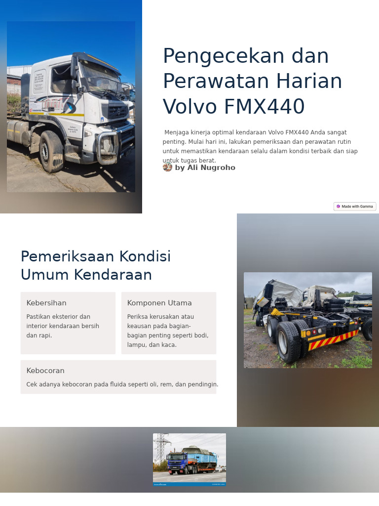 Pengecekan Dan Perawatan Harian Volvo FMX440 | PDF